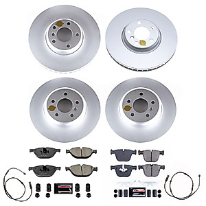 Power Stop CRK8849 Front and Rear Geomet Coated Brake Rotor and Pad Kit