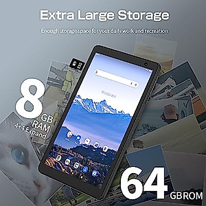 VOLENTEX Tablet, 8 inch Android 13 Tablets with 8GB RAM+64GB ROM 1TB Expand,1280x800 HD IPS Screen, 5000mAh Battery, Dual Cameras, Bluetooth, 5G WiFi Tablets PC (Gray)