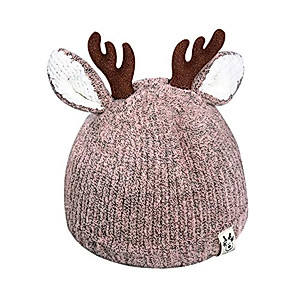 Cute Reindeer Antlers Baby Beanie Soft Warm Crochet Knitted Hat for Toddler Girls Boys Pink