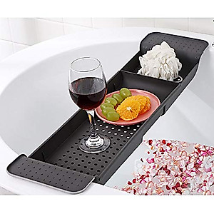 HomDSim Bath Tray Shelf,Plastic Bathtub Holder Non-Slip Telescopic Bathtub Caddy,Adjustable Multifunction Storage Tub Shelf Bathtub Stand for Bathroom,56-79x17.5x9cm(22-31x6.8x3.5inch)