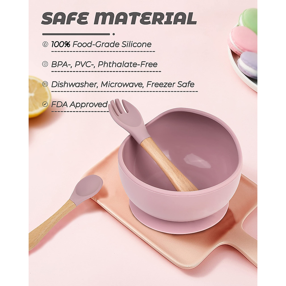 3 Pcs Baby Utensils for Self-Feeding, Silicone Bowls for Baby, Baby Spoons and Baby Forks, Suction Cup Bowls for Babies, and Kids Utensils for Over 6 Months