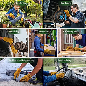 Work Gloves Leather Gardening Gloves: Men Garden Gloves with Mesh Lining Soft Thorn proof Heavy Duty for Ranch Lawn Farm Yard Trimming Pruning Roses Home Improvement Working Glove Mens Gift X Large