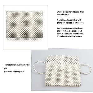 Pearl Bag for Women Girls, Hogoo Luxury White Pearl Bag Chain Bag Beaded Crossbody Bag Big Rectangle Handmade Bags Shoulder Bag Clutch Purse Bag for Wedding Bridal Shower Dinner Party Gifts