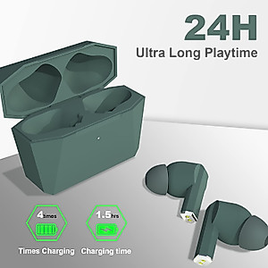 Konnek Stein Wireless Earbuds Bluetooth 5.0 Headphone, Type-C Charging Case 320mAh, Touch Control, Built-in Mic Active Noise Cancelling True Wireless Earbud - Green