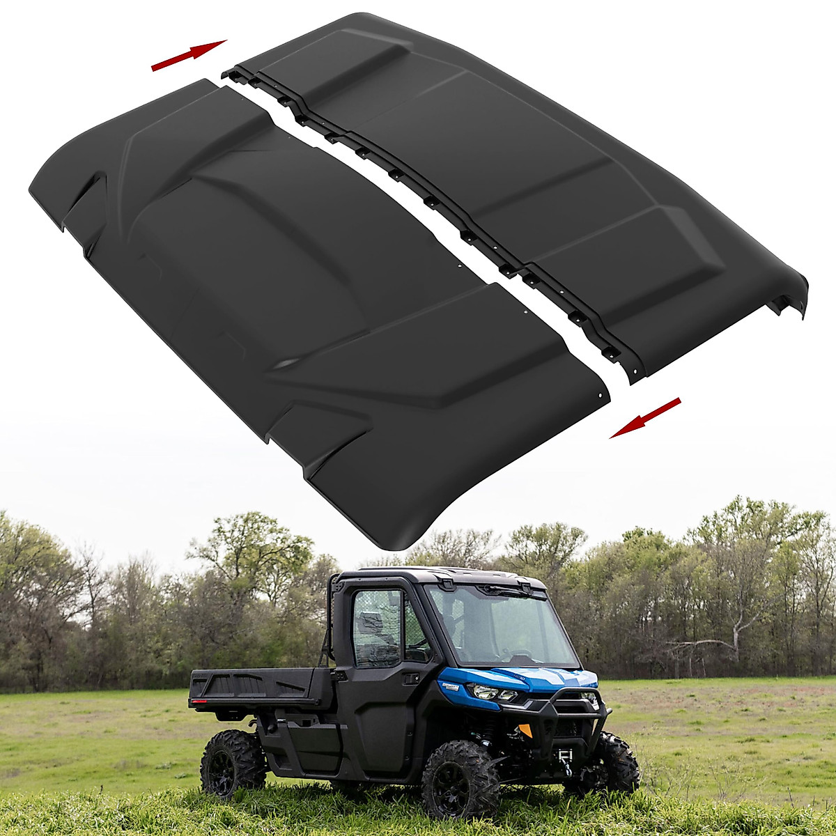 SAUTVS Sport Roof for Can-Am Defender, Dustproof Poly Roof 2-piece Combination Hard Roof Top Sun Visor for Can-Am Defender HD5 HD7 HD8 HD9 HD10 2016-2024 Accessories (Replace #715002430)