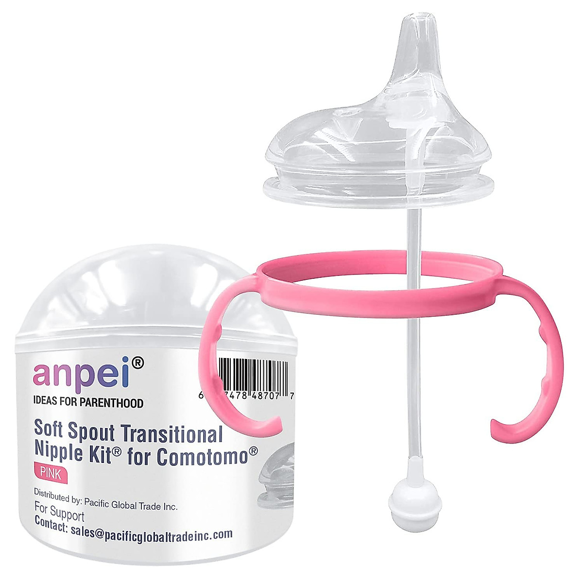 Sippy Cup Soft Spout Transitional Nipple Kit for Comotomo Baby Bottles, 5 oz and 8 oz