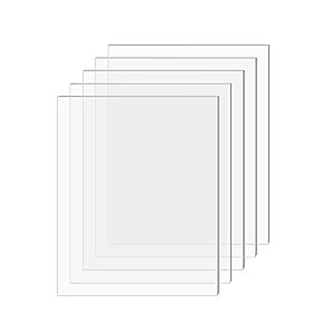 SimbaLux Acrylic Sheet Clear Cast Plexiglass 8” x 10” 0.08” Thick (2mm) Pack of 5 Transparent Plastic Plexi Glass Board with Protective Paper for Photo Frame Replacement, DIY Display Projects, Craft