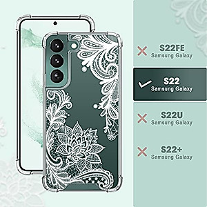 Cutebe [3 in 1 Cute Clear Case for Samsung Galaxy S22 6.1 Inch 2022 Released, Shockproof Series Protective Cover with Screen Protector and Camera Lens Protector for Women, Girls