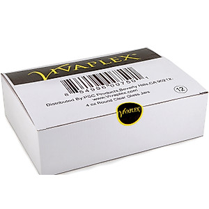 Vivaplex, 12, Clear, 4 oz, Round Glass Jars, with Inner Liners and black Lids