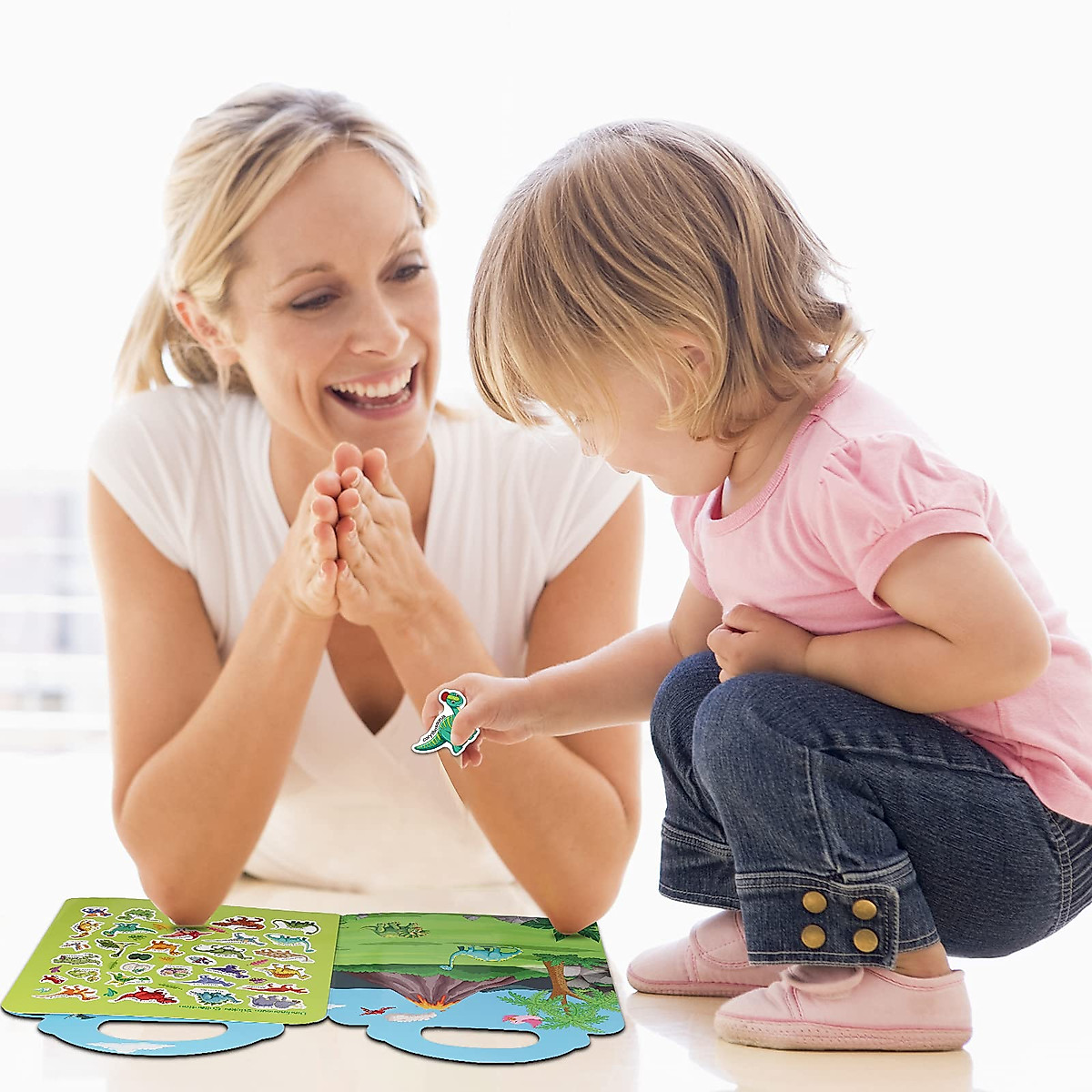 Reusable Sticker Books,Dinosaurs Sticker Toys for Kids Age 2-5,Durable and Non-Adhesive,Window Clings for Kids,Educational Stickers Toy Birthday Christmas Stuffing for Toddlers 2 3 4 5 Boys Girls