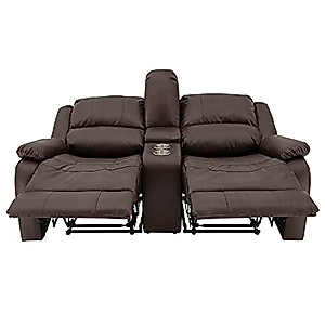 RecPro Charles Collection | 67" Double Recliner RV Sofa & Console | RV Zero Wall Loveseat | Wall Hugger Recliner | RV Theater Seating | RV Furniture | RV Living Room (Slideout) Furniture | Mahogany