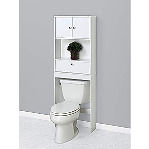 Zenna Home Drop Door Over the Toilet Bathroom Spacesaver, Bath-Storage Shelves, White