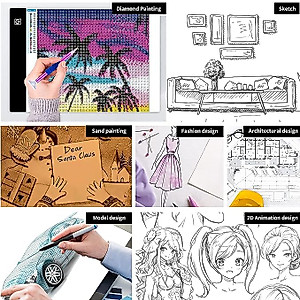A3 LED Light Pad for Diamond Painting,Ratukall Diamond Art Light Board Kit,Adjustable Brightness Light Box for Tracing with Diamond Painting Accessories and Tools Includes Storage Case, Pens,Stand