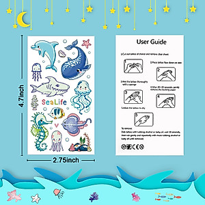 Partywind 130 Styles Luminous Shark Temporary Tattoos for Kids, Glow Shark Birthday Decorations Party Favors Supplies for Boys and Girls, Ocean Under Sea Fake Tattoo Stickers Gifts (10 Sheets)
