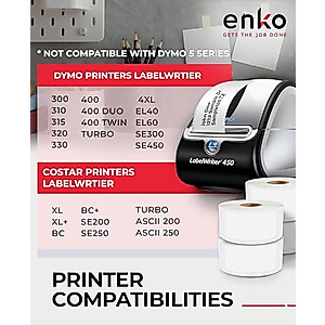 enKo Compatible for Dymo 30336 Labels (1 x 2-1/8 inches) - 12 Rolls, 6000 Labels for Dymo LabelWriter 450 Turbo Printer and 4XL - Direct Thermal Address, Shipping and Barcode Labels