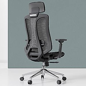 Logicfox Ergonomic mesh Office Chair, Computer Desk Chair with 3D Armrests, Adjustable Lumbar Cushion and 2D Headrest, Black High Back high Back Office Chair with Tilt Function, Mesh Backrest & Seat