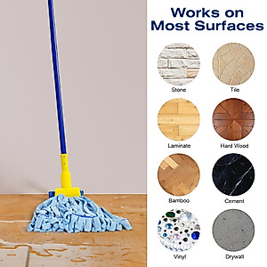 Matthew Cleaning Microfiber Tube Mop(Large,Blue,3Pack)Heavy Duty Mop Head Replacement,excellent absorbency,Premium launderability,Reusable,Loop end for Home,Commercial&Industrial Use-Incl.2Pcs Cloths