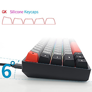 Guffercty kred GK61 60% Mechanical Keyboard 60 Percent Custom Hot Swappable Gaming Keyboard with RGB Backlit NKRO Type-C Cable for Win/PC/Mac (Gateron Optical Red, Dolch)