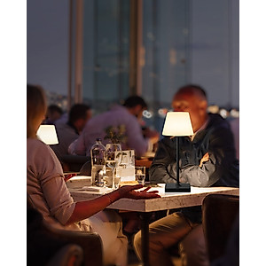 VISDANFO Outdoor Cordless Portable Table Lamp,5000mAh Rechargeable Battery Operated Dimming LED Desk Lamp,IP44 Waterproof,Modern Night Light for Camping Restaurant Bedroom Bars Home Party(Black)