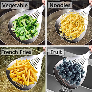 2 Pack Skimmer Slotted Spoon Stainless Steel Strainer Spoon Skimmer Ladle Skimmer Spoon Set Spider Strainer Colander Metal Slotted Spoon Spider Kitchen Utensil for Kitchen Cooking Draining and Frying