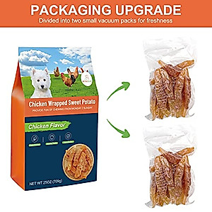 MON2SUN Dog Treats Rawhide Free Chicken Wrapped Sweet Potato Dog Snacks, Gluten&Grain Free Dog Treats for Puppy and Small Dogs, 25oz