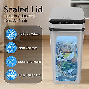 3 Pack Automatic Small Bathroom Trash Can with Lid - 2.5 Gallon Touchless Garbage Can, Motion Sensor Smart Trash Bin, Slim Dog Proof Trashcan, Waterproof Plastic Wastebasket for Bedroom Office Kitchen