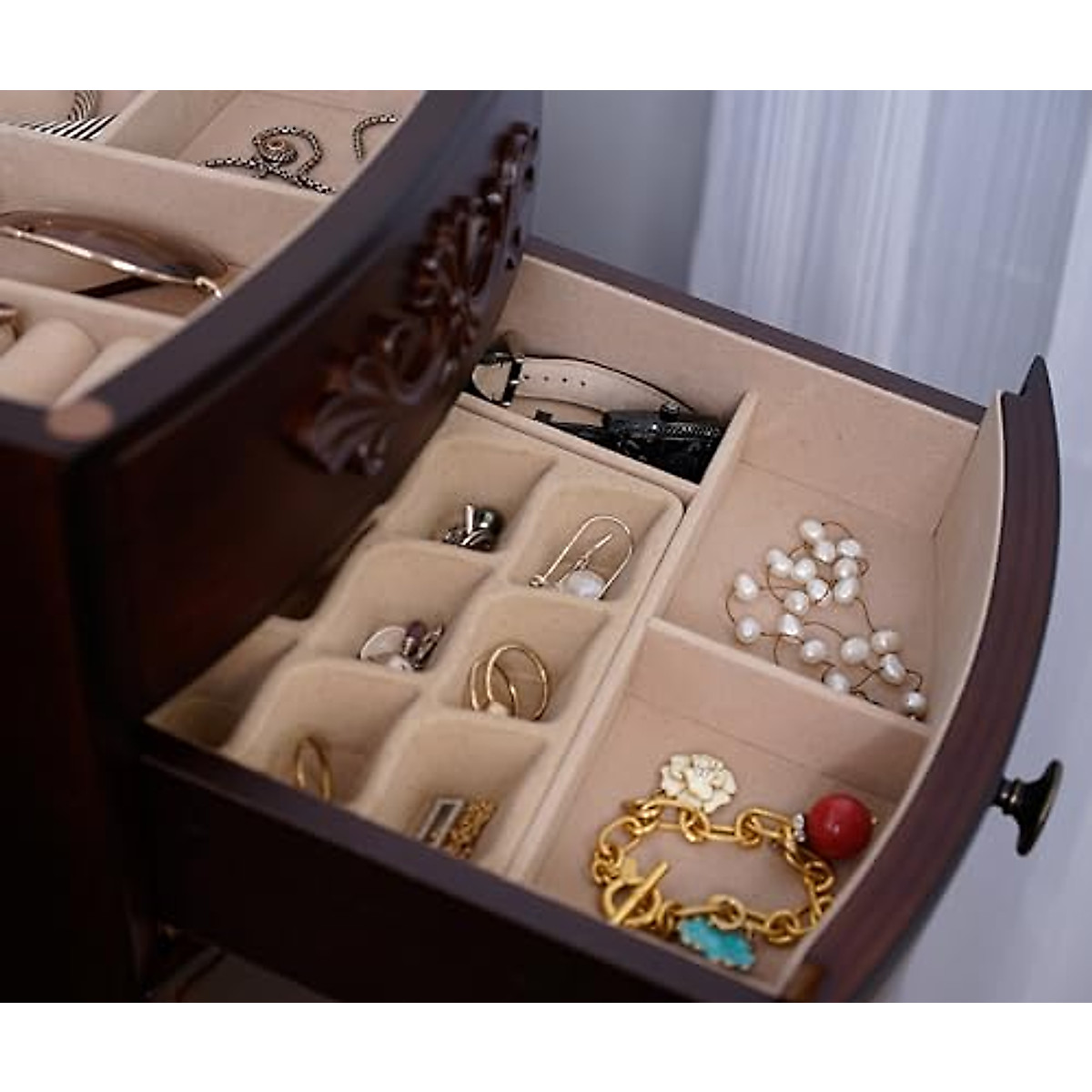 Hives and Honey Morgan Armoire Jewelry Cabinet, Dark Walnut