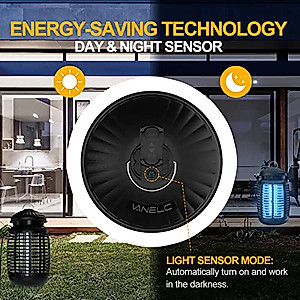 Bug Zapper with Light Sensor, Electric Insect Killer Waterproof 4200V Mosquito Zapper Outdoor, Fly Trap for Home Backyard Garden Patio