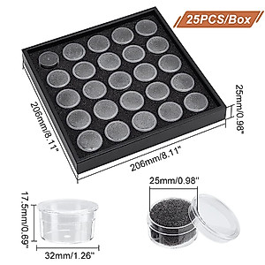PH PandaHall 25 Grids Diamond Gemstone Display Box, Round Storage Box Clear Small Round Plastic Containers Box with Lid Jewelry Organizer Container for Nail Rhinestone Crystal Small Items, Jewelry