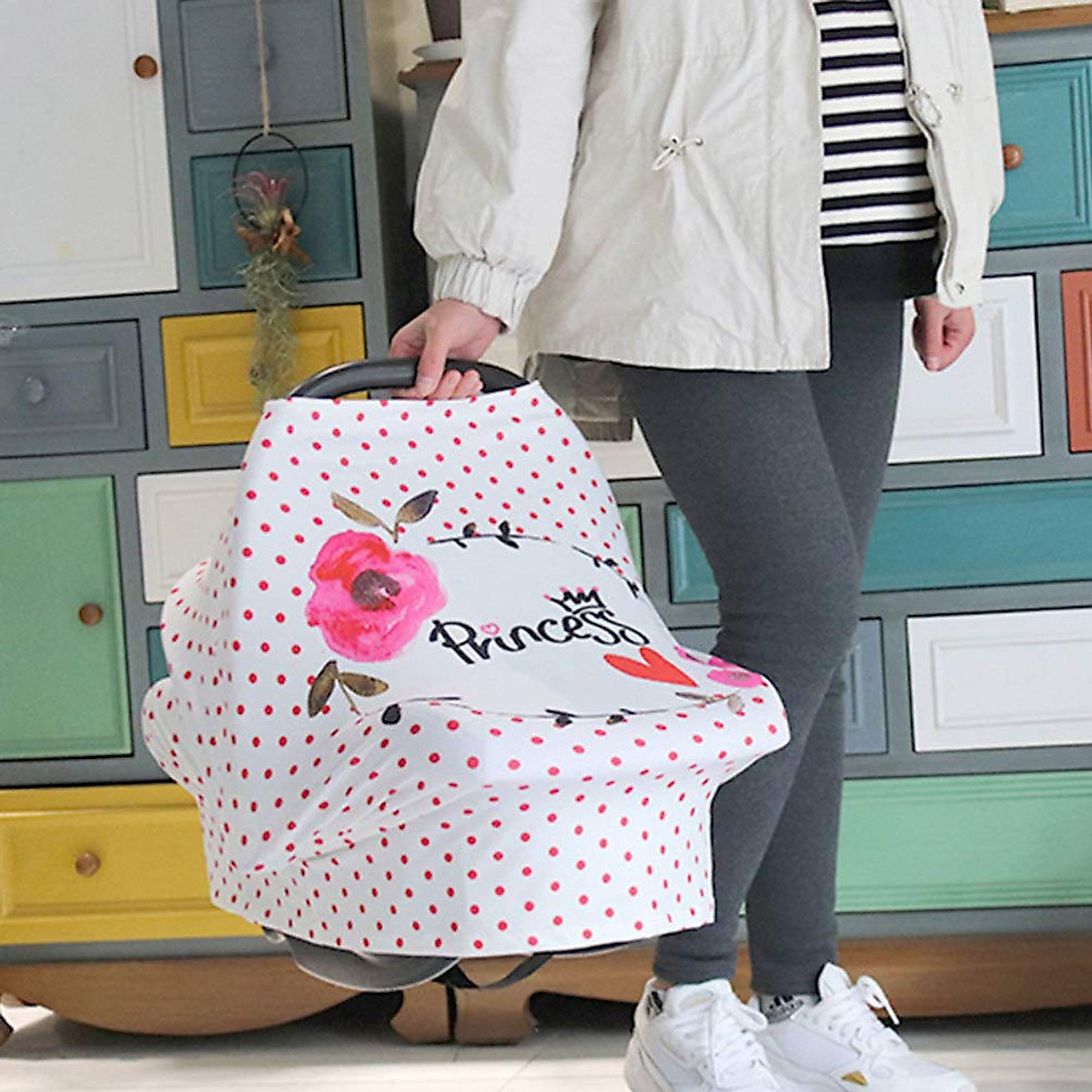 Cover Breastfeeding Scarf Rosy Dots Princess Breathable Covers Infant Stroller Cover Carseat Canopy Cover for Girls Boys
