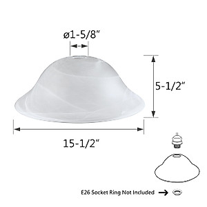 Aspen Creative 23140-11 Etched Alabaster Transitional Style Replacement Glass Shade for Medium Base Socket Torchiere Lamp, Swag Lamp and Pendant, 15-1/2" Diameter x 5-1/2" High, 1 Pack