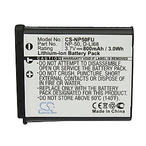 VINTRONS Battery for Fuji FinePix F900EXR, FinePix X10, FinePix X20, FinePix XF1, FinePix XP100 (800mAh/3.0Wh)