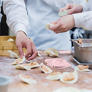 5 Pieces Bun Maker Bun Dumpling Maker Steam Filled Plastic Mold and Filling Spoon Cooking Tool Set for Kids Learning to Make Delicious Bun and Dumplings(Yellow, Pink, Beige)