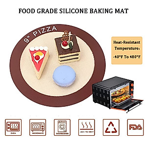3 Pack Pizza Mat Round Silicone Baking Sheet Liner, Non-Stick Silicone Baking Mats, for Bake Pans/Rolling/Cookie/Cake/Pizza/Pie(Round 9")