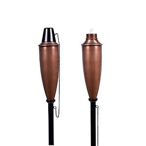 BIRDROCK HOME 4 Pack Round Outdoor Torches - Bronze - Flame Light Torch - Backyard Garden Patio Lighting - Metal Lamp - Decorative Urban Lantern