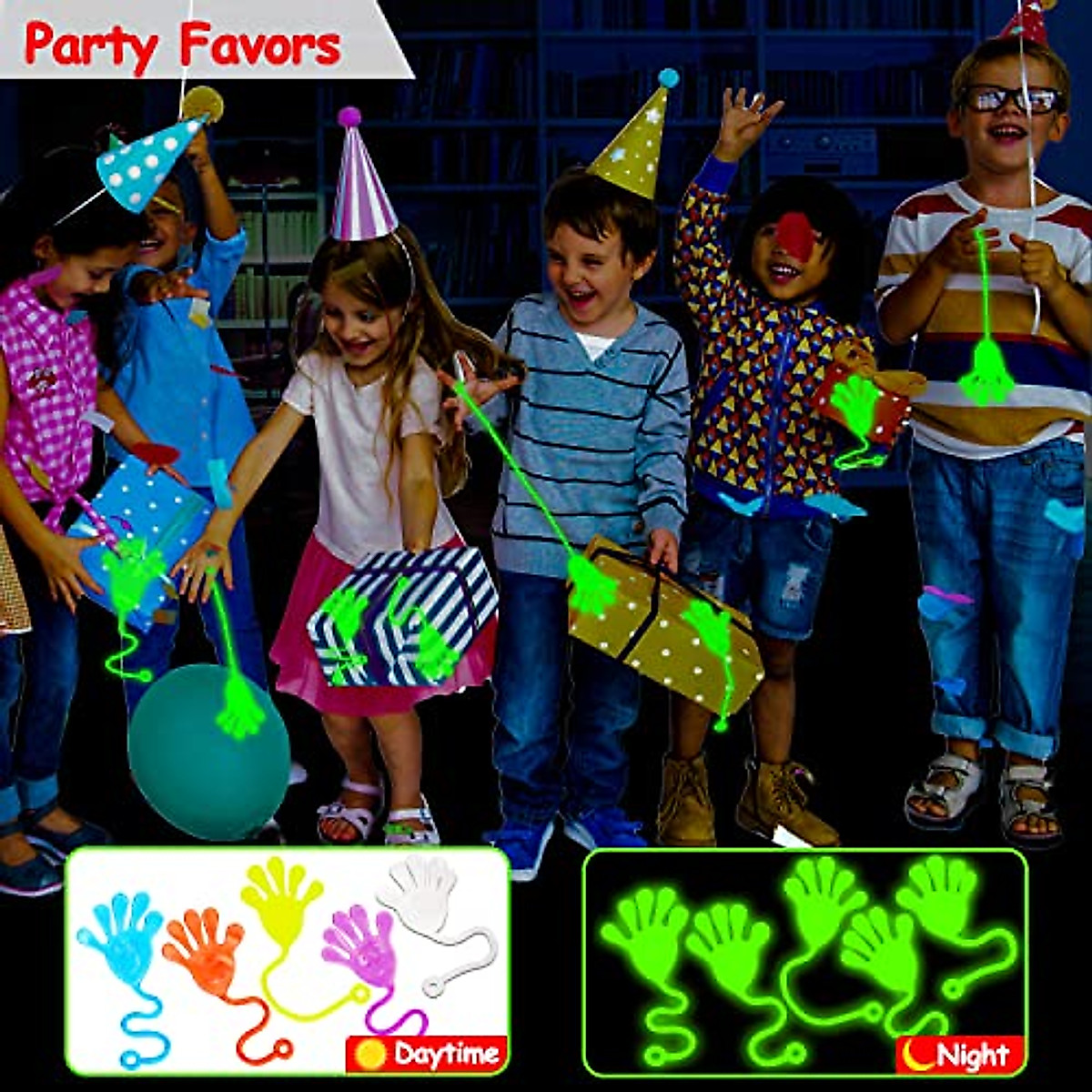 40 Pcs Glow in The Dark Sticky Hands Kids Easter Egg Filler Basket Stuffer Party Favor Supplies Goodie Bag Stuffer Pinata Return Gift Exchange Stretchy Goody Bag Filler Class Prize Carnival Bulk Toy