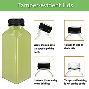 zmybcpack 24 pack 12 oz(350 ml) Clear PET Plastic Juice Bottles with Caps - Plastic Smoothie Bottles-Reusable Bulk Beverage Containers with Tamper Evident Lids for Juicing, Other Beverage