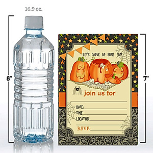 Pumpkin Carving Halloween Birthday Party Invitations, 20 5x7 Fill In Cards with Twenty White Envelopes by AmandaCreation