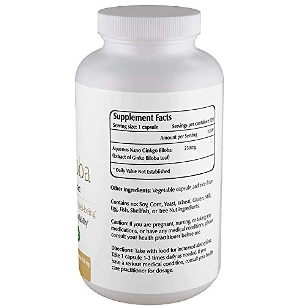 One Planet Nutrition Nano Ginkgo biloba 250 mg Veggie Capsules (120 Servings), Ginkgo biloba Extract, Nano for Higher Absorption, Improves Cognitive Function & Circulation, Non-GMO, Vegan, Gluten Free