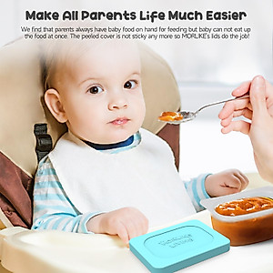 Morlike Baby Food Lids Compatible with Gerber Food Containers, Silicone Container Lid for Baby Food Storage, Reusable and Dishwasher Safe, BPA Free - Lids Only (4 Pack, 4 Color)