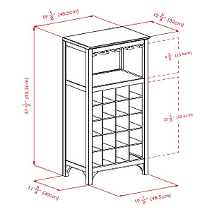 Winsome Ancona 37.52-inch x 19.09-inch x 12.6-inch 20-Bottle Modular Wine Cabinet With Glass Rack, Dark Espresso (92729)
