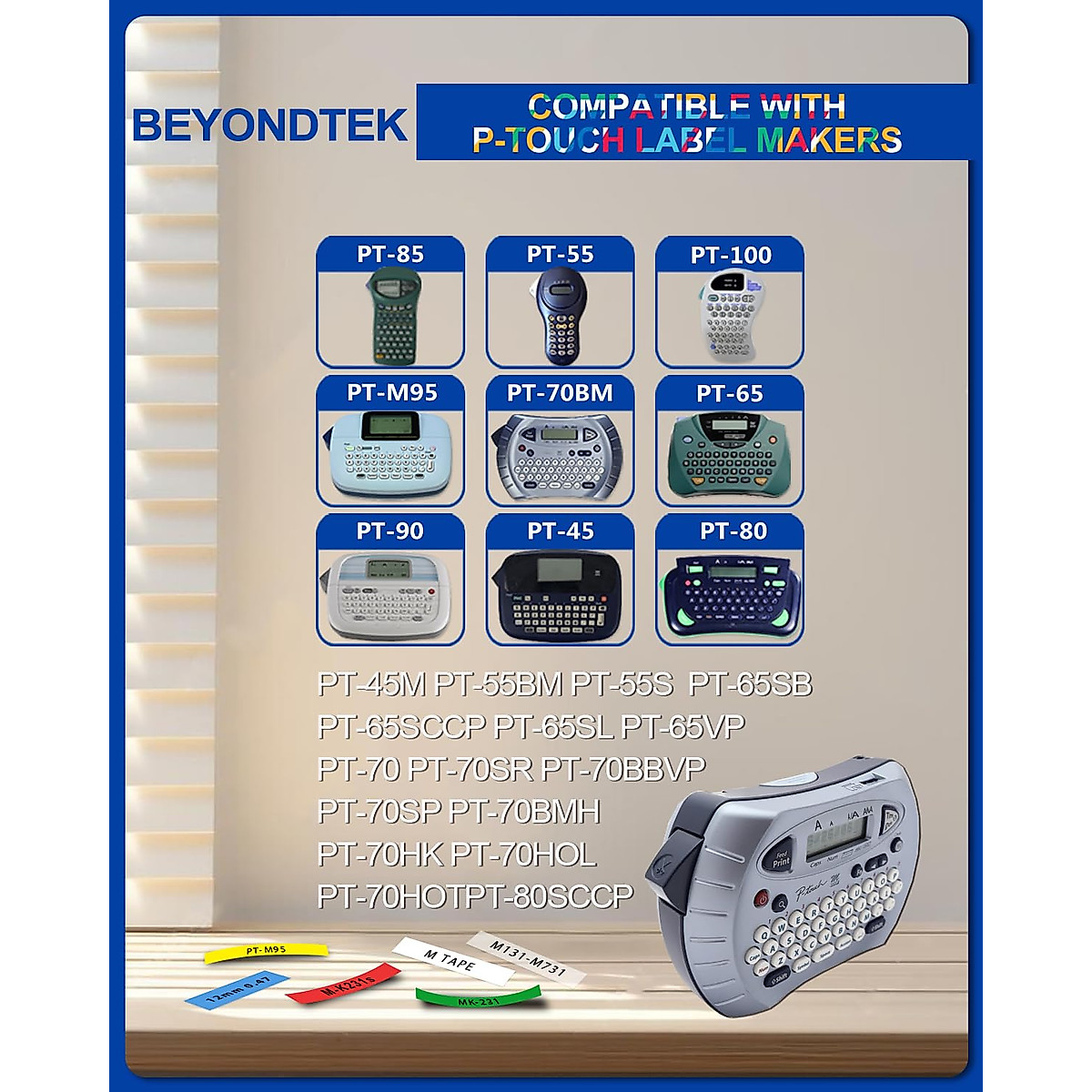 6-Pack Compatible with Brother P-Touch M-231 M Tape M-K 131 MK 231 431 531 631 731 Label Tape for Brother PT-65 PT-90 PT-M95 PT-70BM PT-45 Label Maker Tape 12mm 0.5 Inch x 26.2 Ft