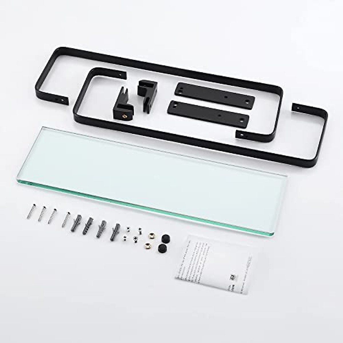 KES Bathroom Shelf Extra 8 MM-Thick Tempered Glass with Aluminum Bar and Rail Storage Organizer Retangular Rustproof Wall Mount Black, A4127A-BK