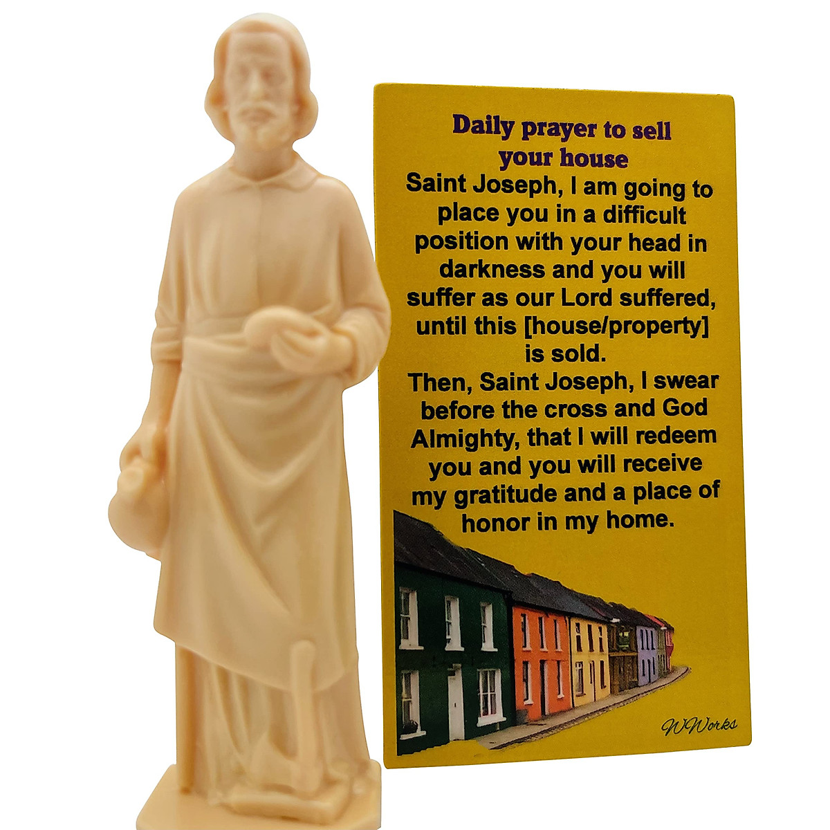 St Joseph Statue Home Selling Kit with Magnetic Holy Card for Refrigerator with Instruction Card Real Estate Patron Saint Pack