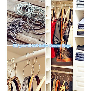 LIHAO 12 Piece Set Rustproof Stainless Steel Shower Curtain Rings Hooks for Bathroom Shower Rod