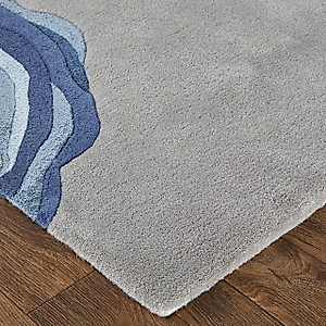 Feizy Serrano Modern Wool Rug, Gray/Blue, 8' x 10' Area Rug