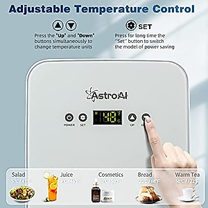 AstroAI Mini Fridge 15 Can Digital Display and Temperature Control, Thermoelectric Cooler and Warmer for Skincare/Cosmetics, Foods,10 Liter 110V AC/12V DC Portable Fridge For Home/Travel