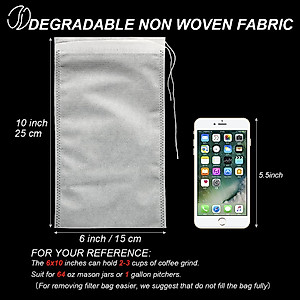 50pcs No Mess Cold Brew Bags, 6x10 inch Disposable Coffee Filter Bag Fine Mesh Brewing Drawstring Pouches for Iced Coffee Hot Tea Herb Spice