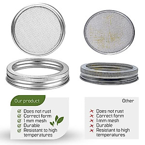 6PCS Stainless Steel Sprouting Lids – Regular Mouth Mason Jars Lids for Germination Kit 304 Stainless Steel Sprouting Jar Mesh Lids for Sprouts Grow Kit for Growing Broccoli Mung Bean Sprouts Alfalfa