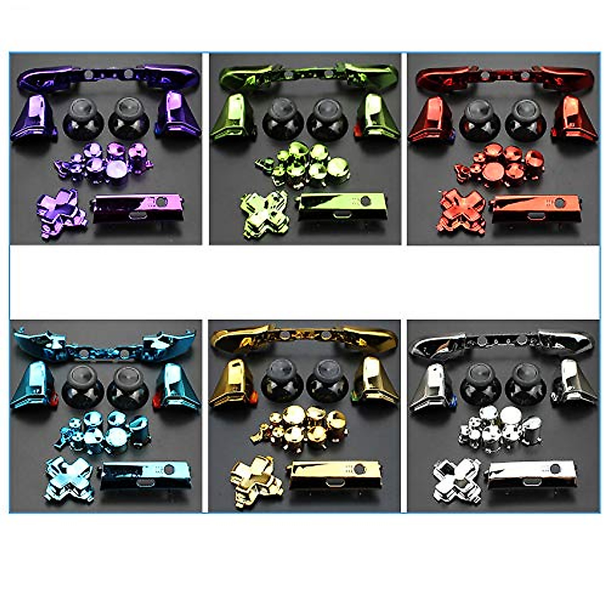 Full Set Bumper Trigger Buttons Guide Dpad RT LT RB LB ABXY ON Off Button Kit for Xbox One Slim Xbox One S Controller Replacement + T8 T6 Screwdrivers Set (Chrome Purple)